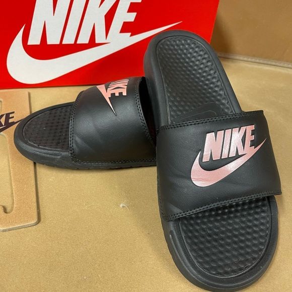 Nike | Shoes | Nike Slides Black And Rose | Poshmark